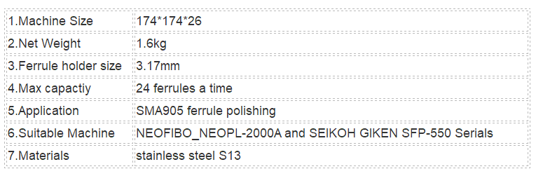 SMA905 Polishing Fixture SMA905-24-SQ